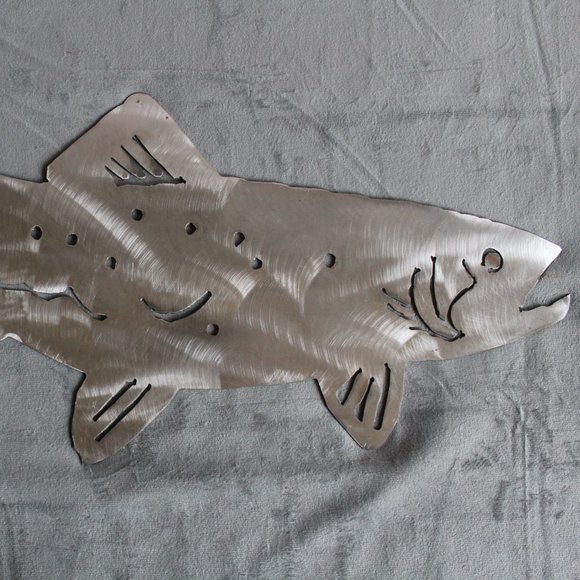 Source Unknown | Wall Decor | Metal Wall Art Decor Silver Trout Fish ...